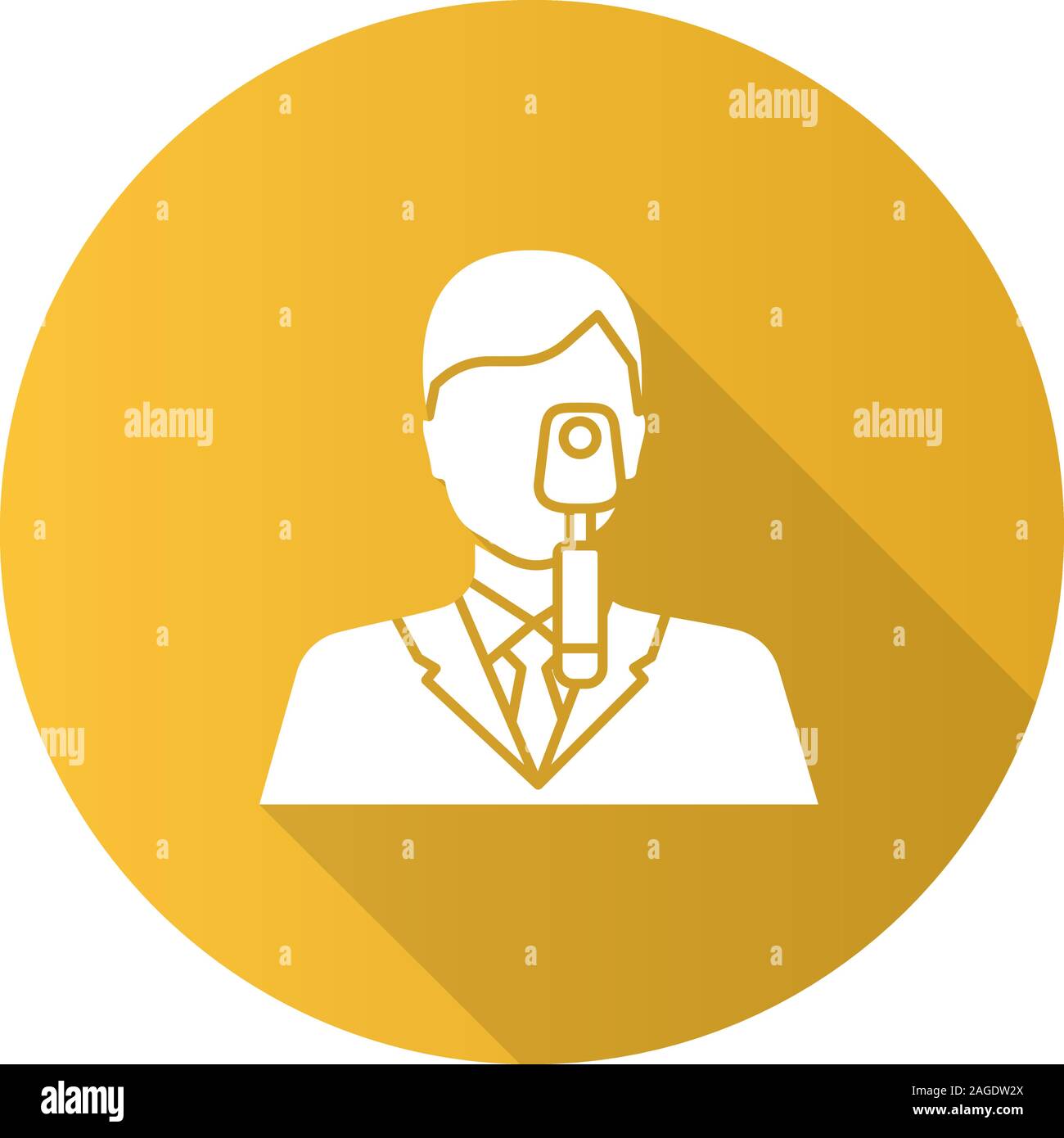 Doctor with ophthalmoscope flat design long shadow glyph icon ...