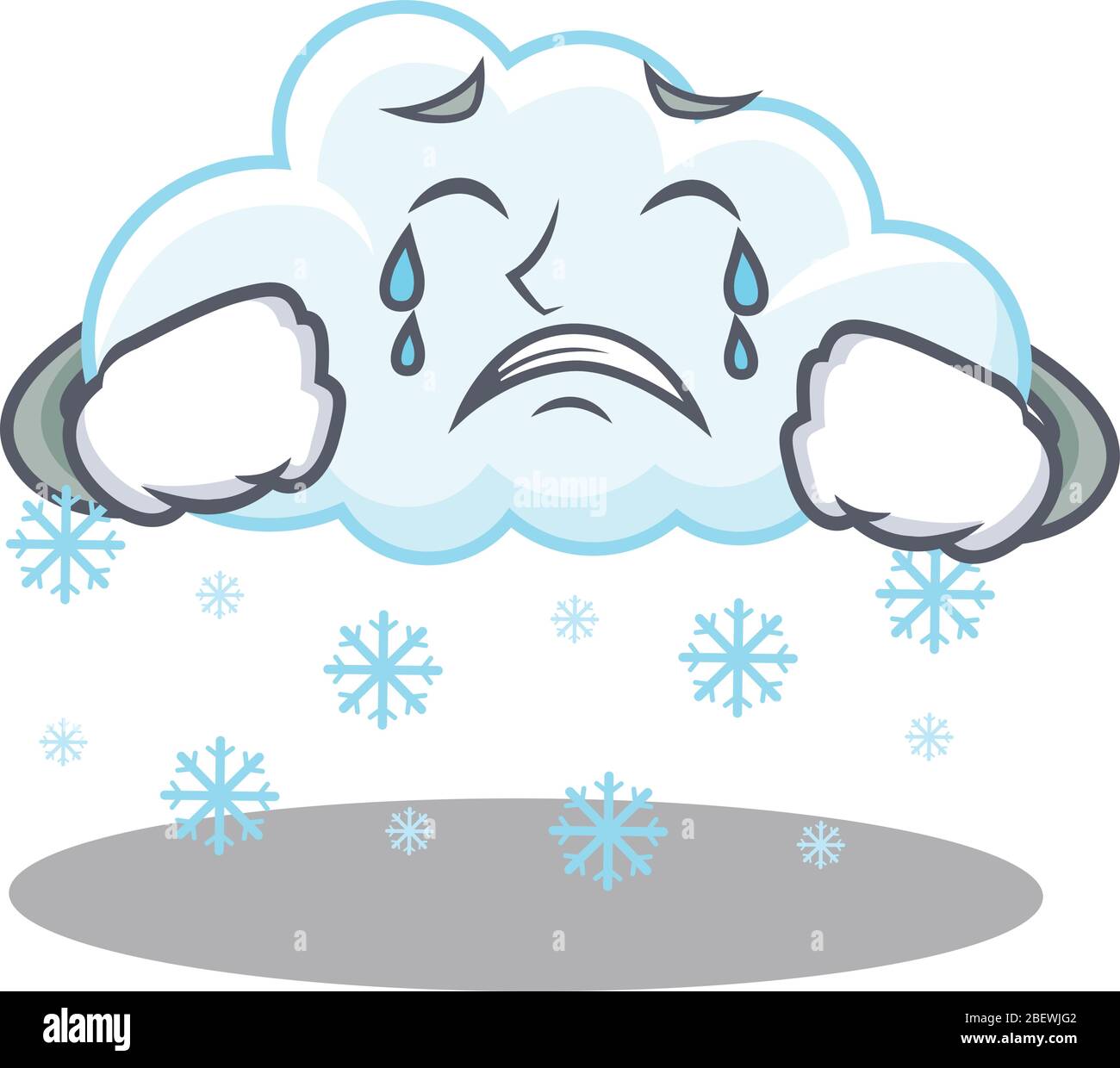 Cartoon character design of snowy cloud with a crying face Stock Vector ...