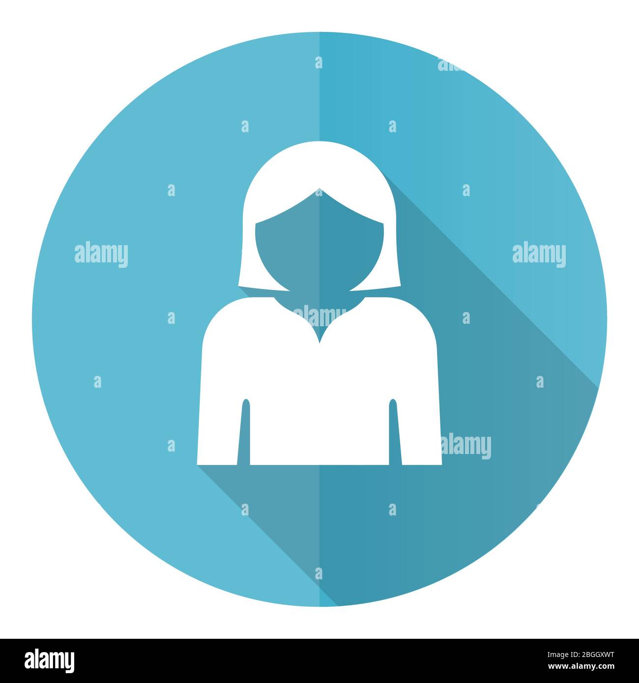 Profile avatar blue round flat design vector icon isolated on white ...