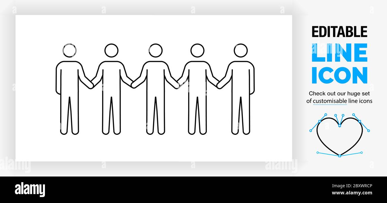 Editable line icon of stick figures holding hands Stock Vector Image ...