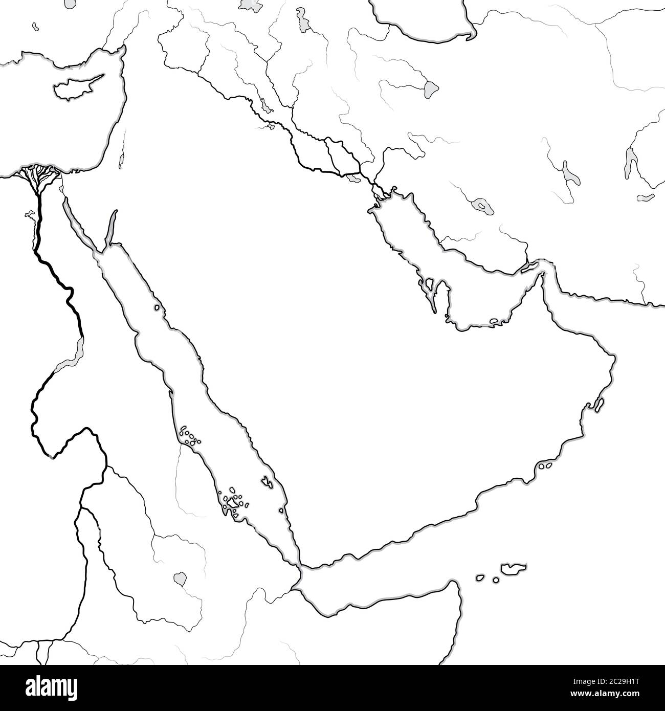 World Map of ARABIAN PENINSULA: Middle East, Saudi Arabia, Iraq ...