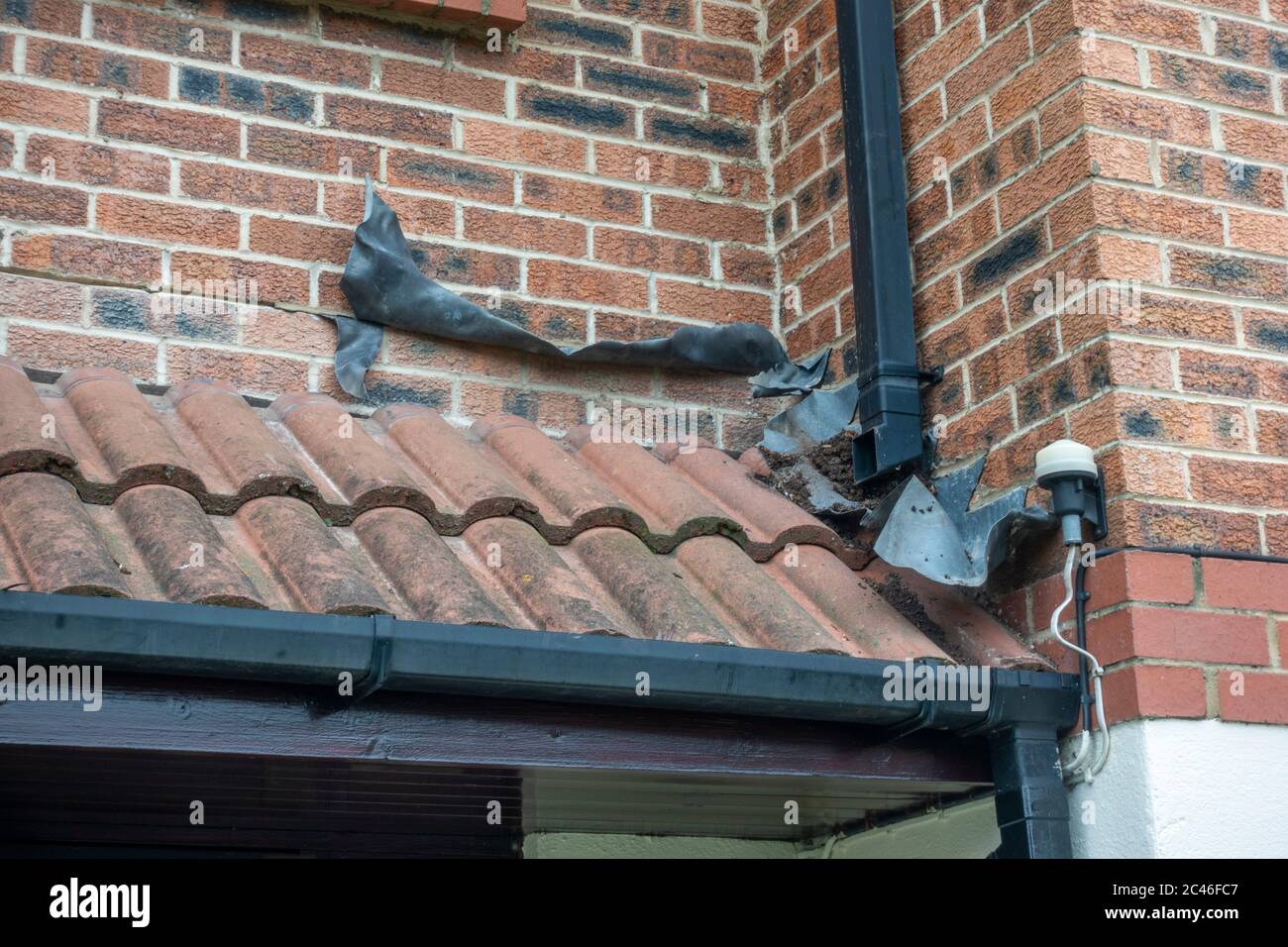 An example of lead flashing being damaged by metal thieves on a small ...