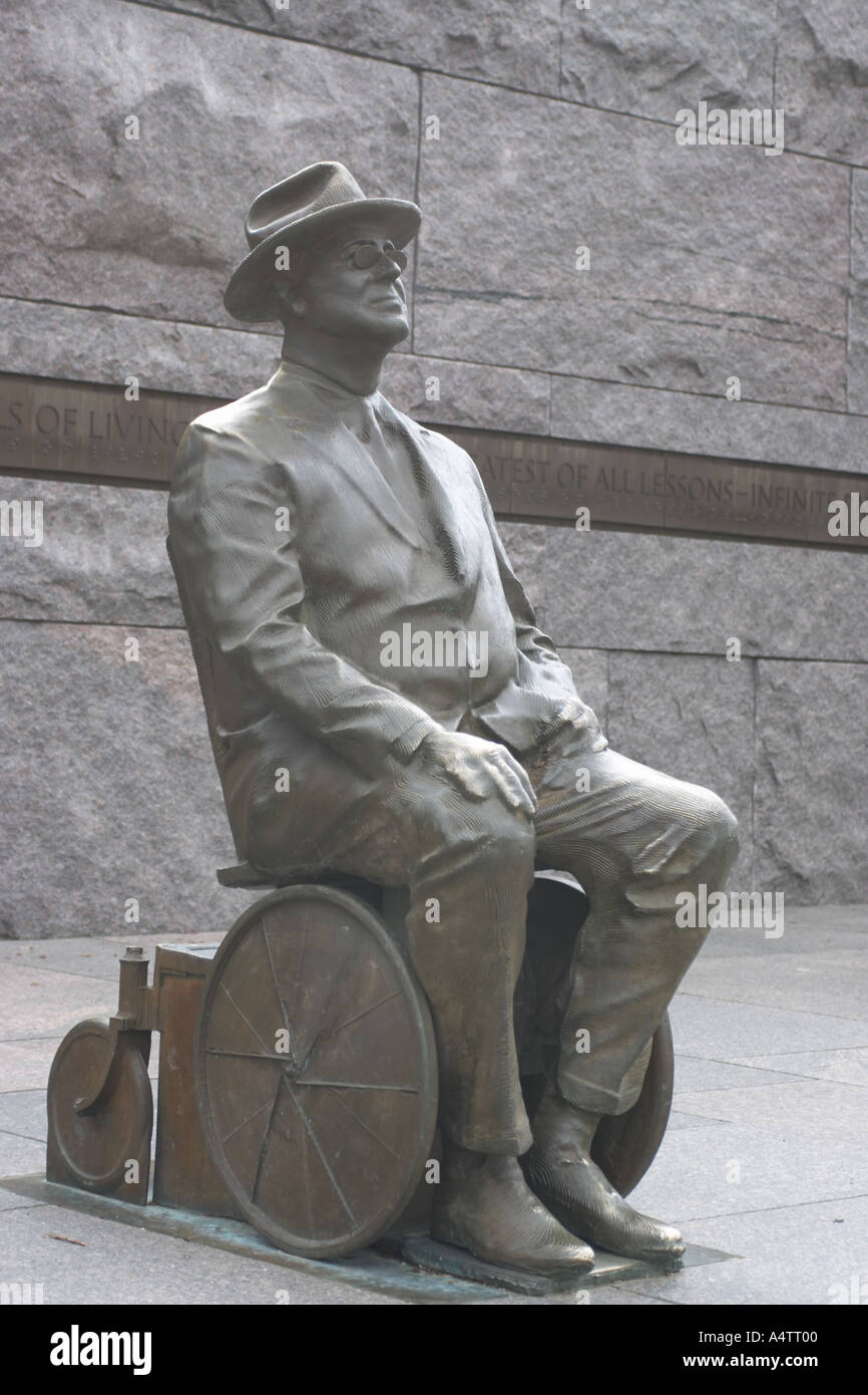 Franklin Roosevelt in a wheelchair Statue at the FDR Memorial in Stock ...
