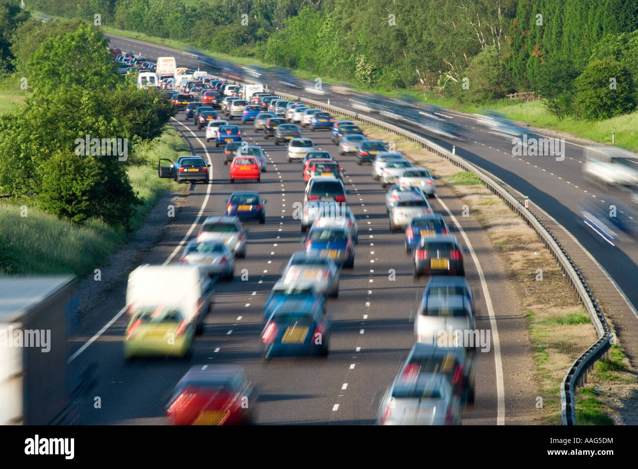 Traffic jam on dual carriageway A3 Surrey UK Stock Photo - Alamy