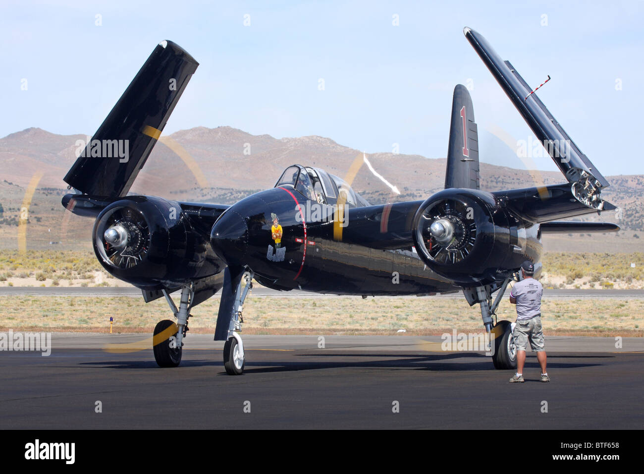 Grumman F7F Tigercat on the ramp during the Reno National Stock Photo ...