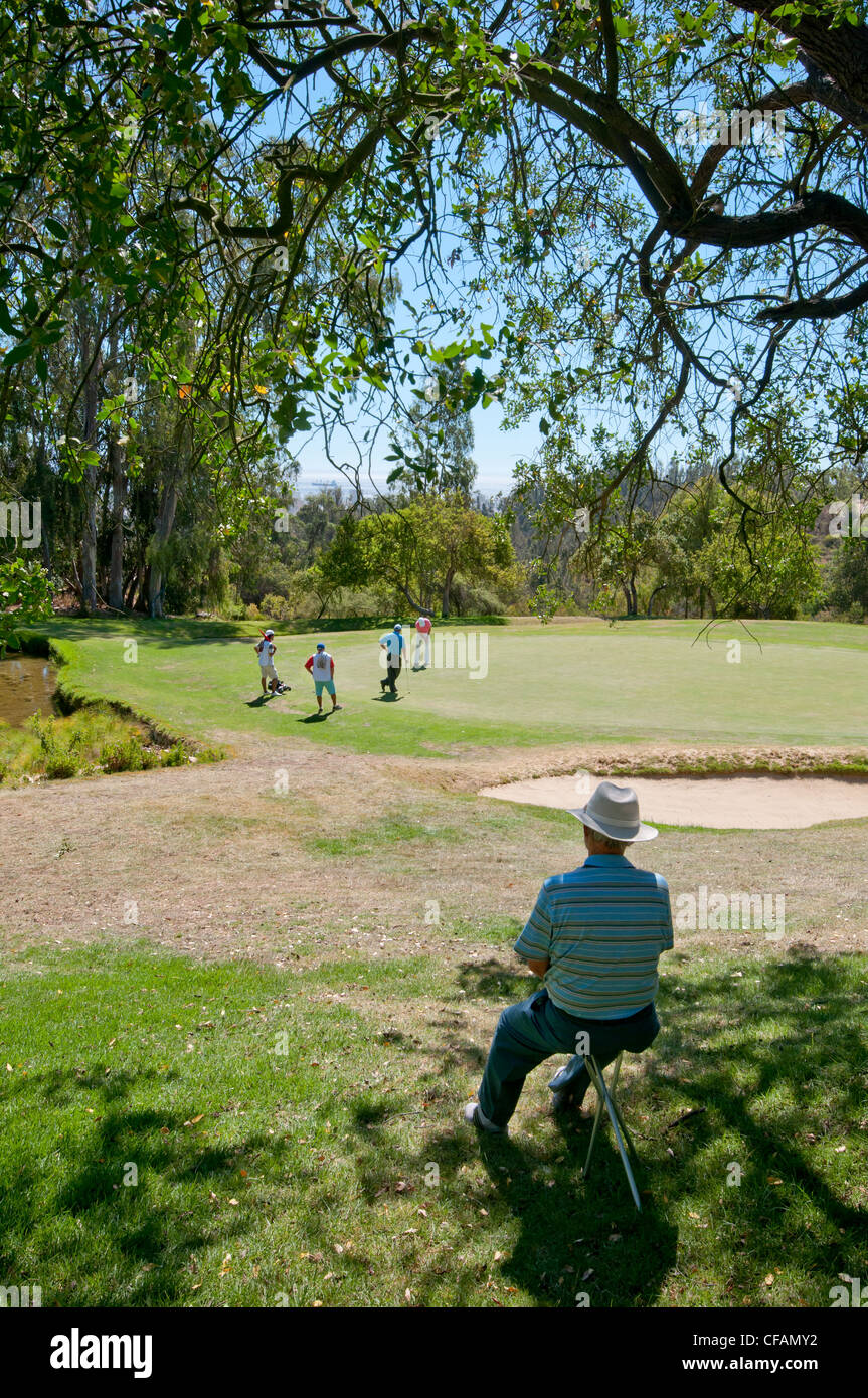 Spectators and golfers unknown. Championship golf. Unknown spectator ...