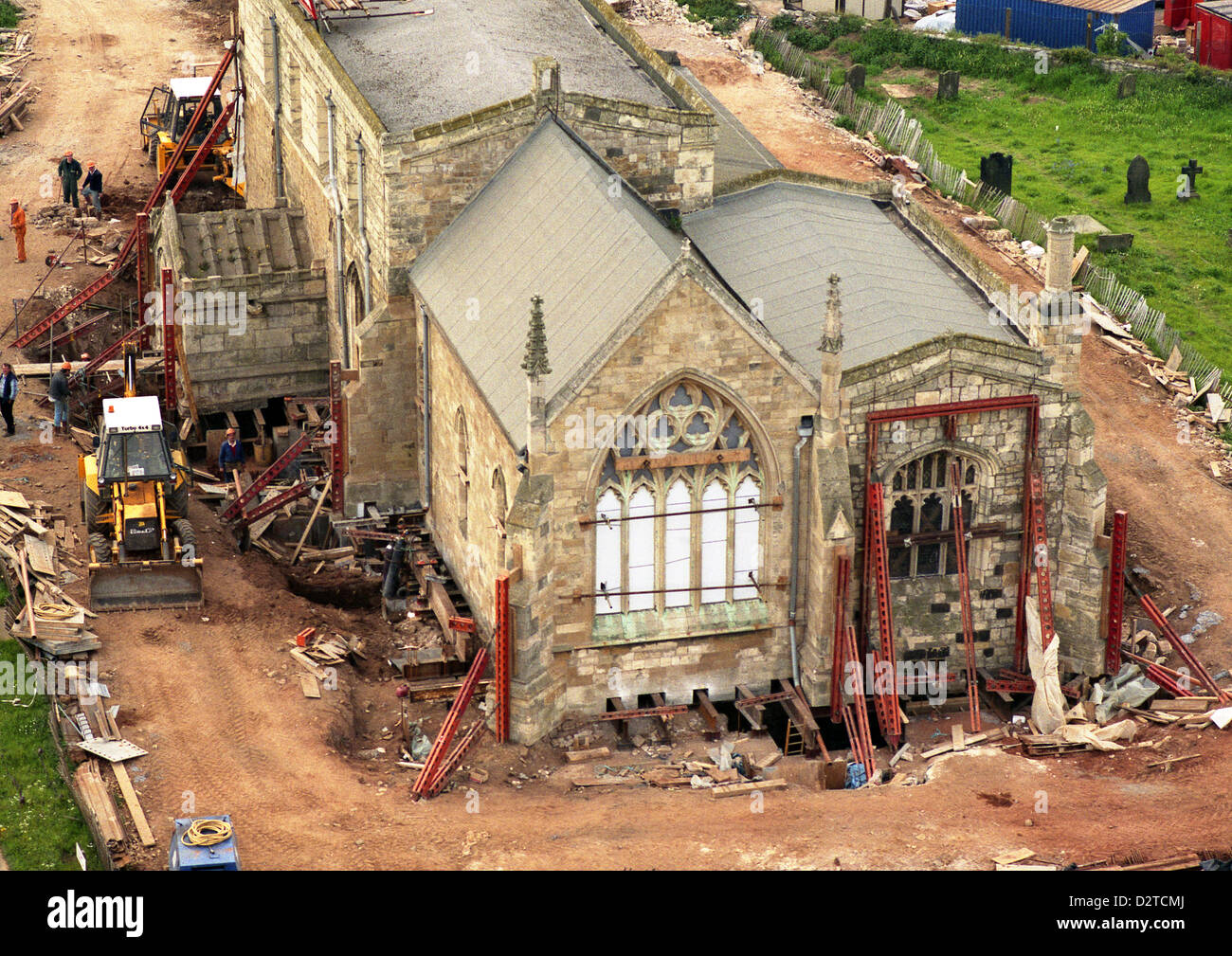 Aerial view of Kellington Church in Yorkshire whilst it was Stock Photo ...