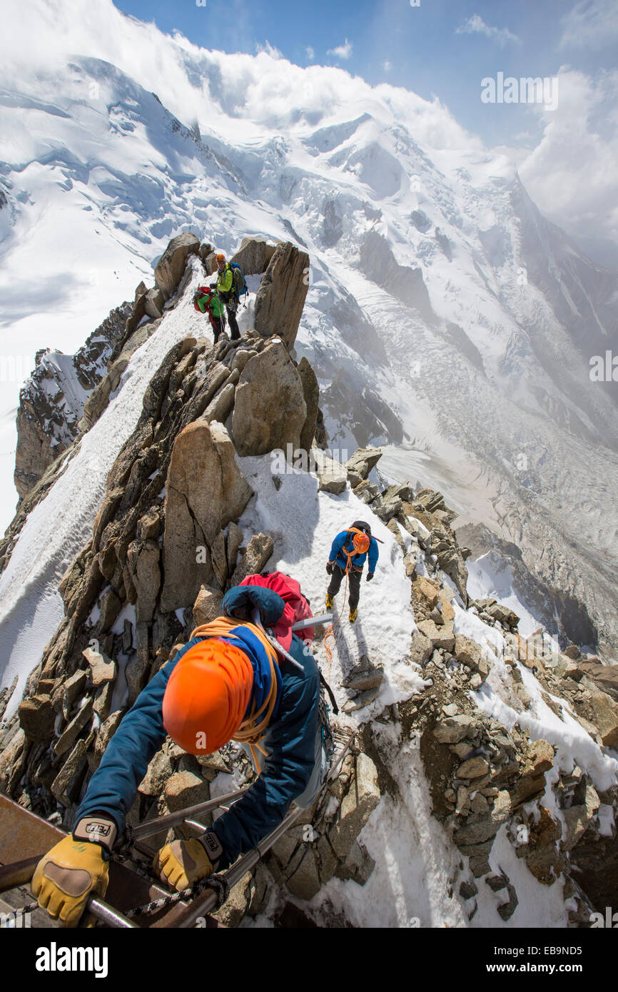 Mont Blanc from the Aiguille Du Midi above Chamonix, France, with Stock ...