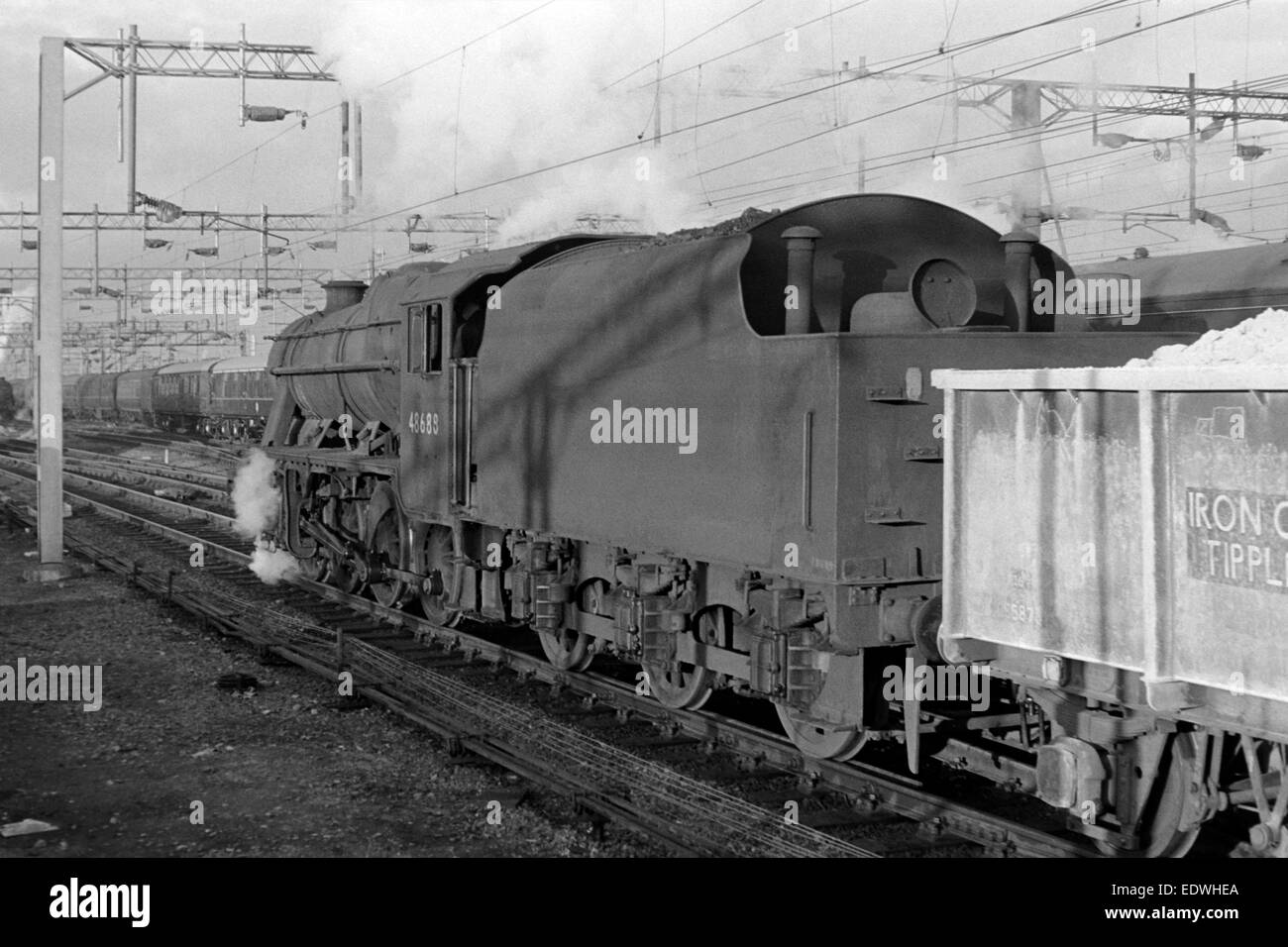 original british rail steam stanier 8f locomotive operating during ...