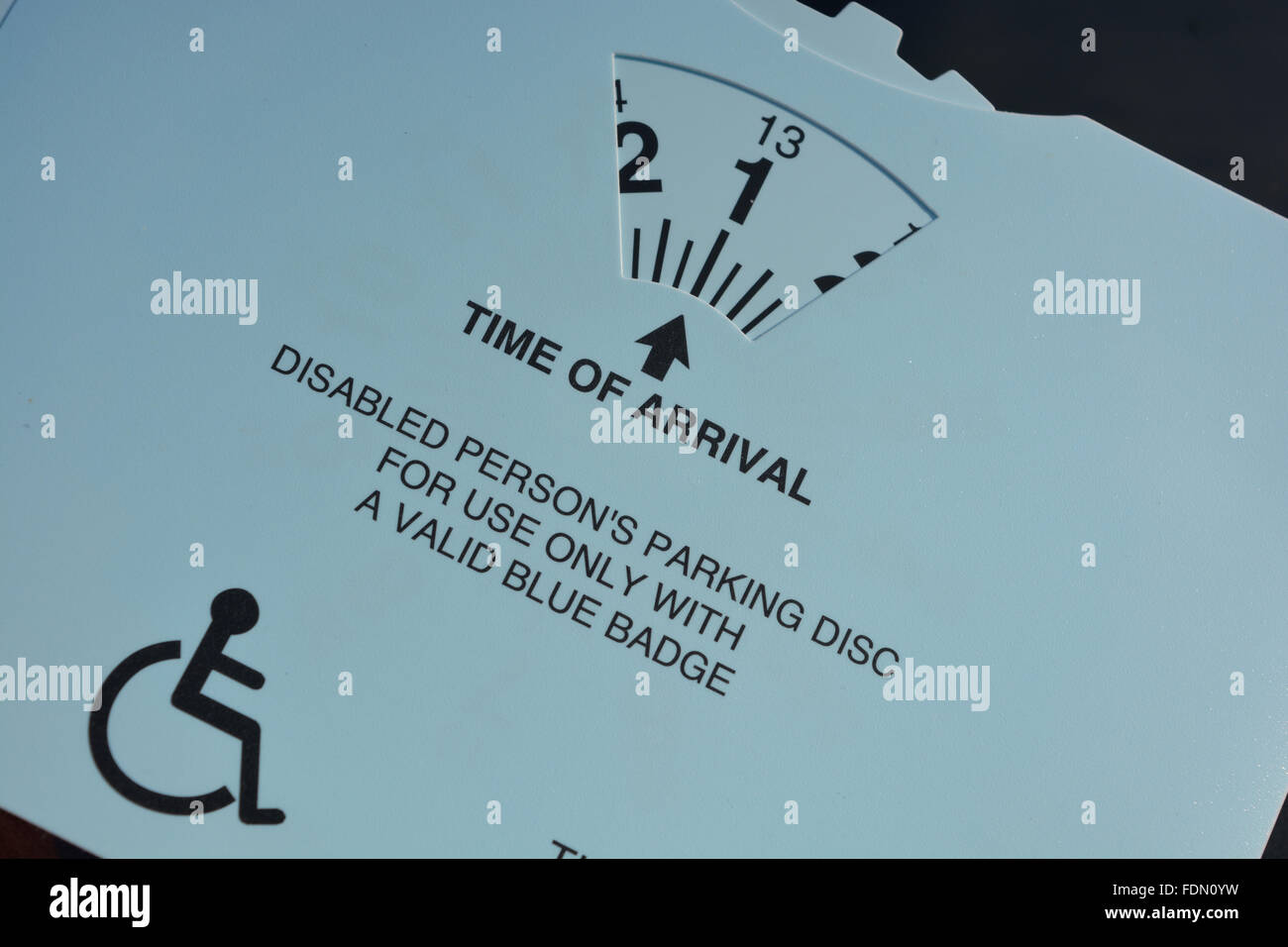 Disabled Person's Parking Disc, Blue Badge Stock Photo - Alamy