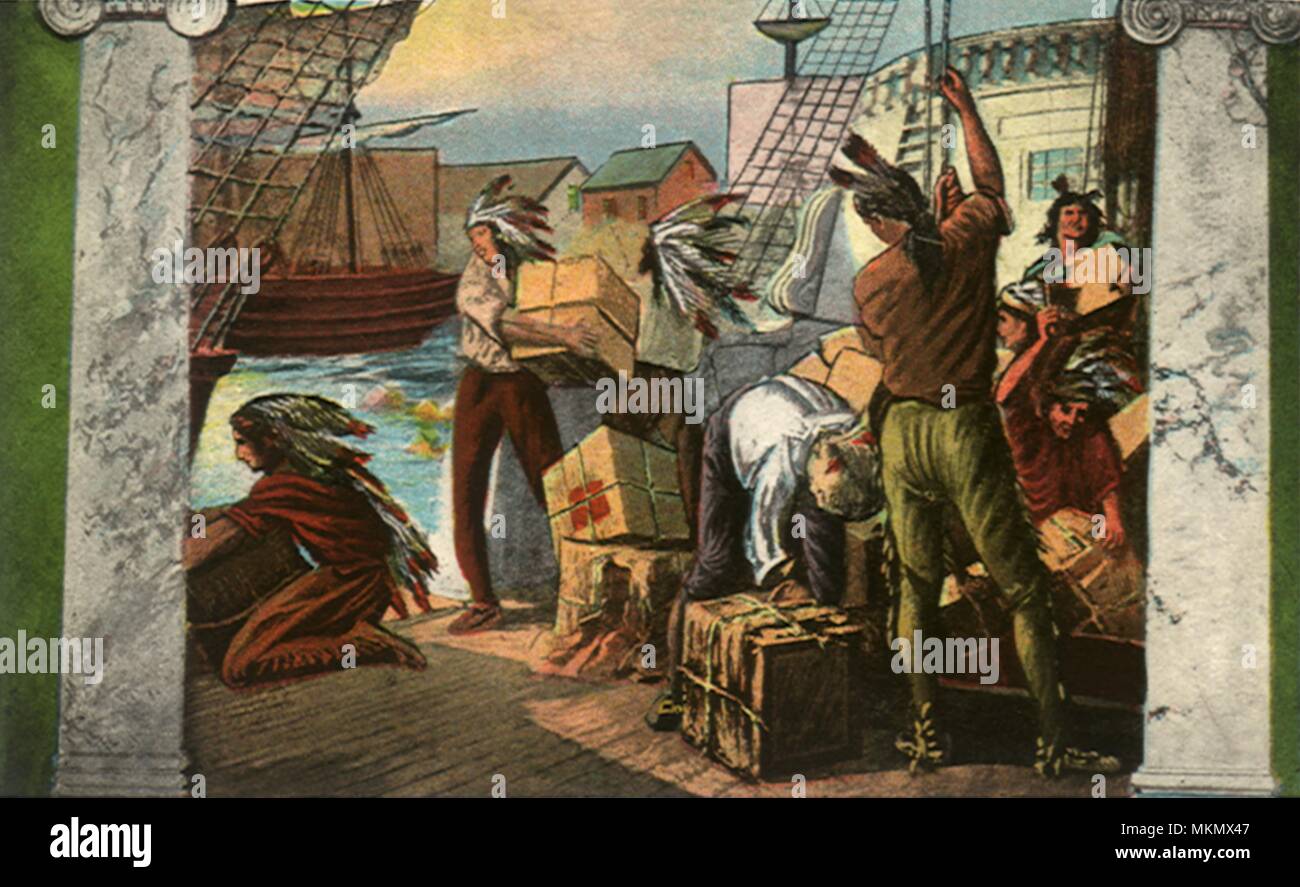 Boston Tea Party. Boston Harbor. 1773 Stock Photo - Alamy