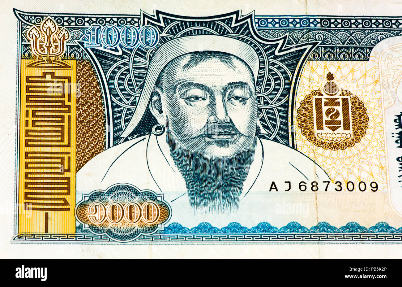 1000 togrog bank note. Togrog is the national currency of Mongolia ...
