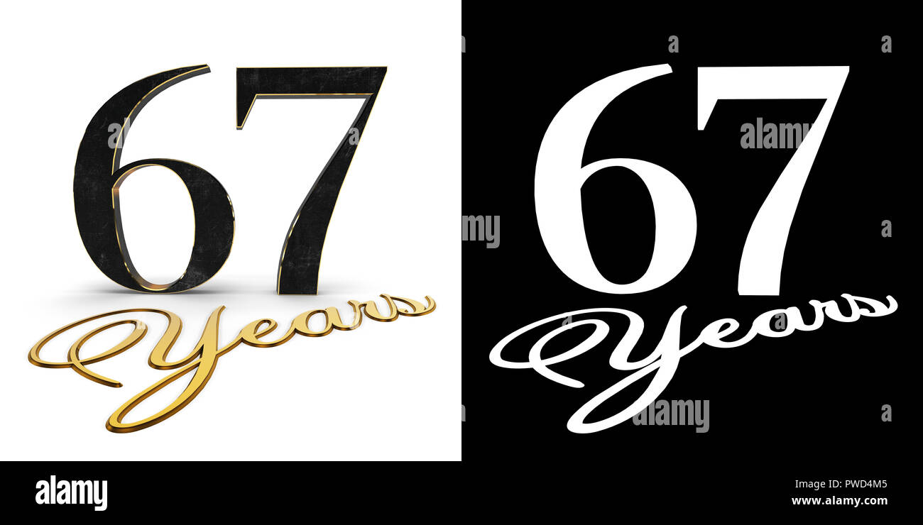 Golden number sixty seven (number 67) and the inscription years with ...