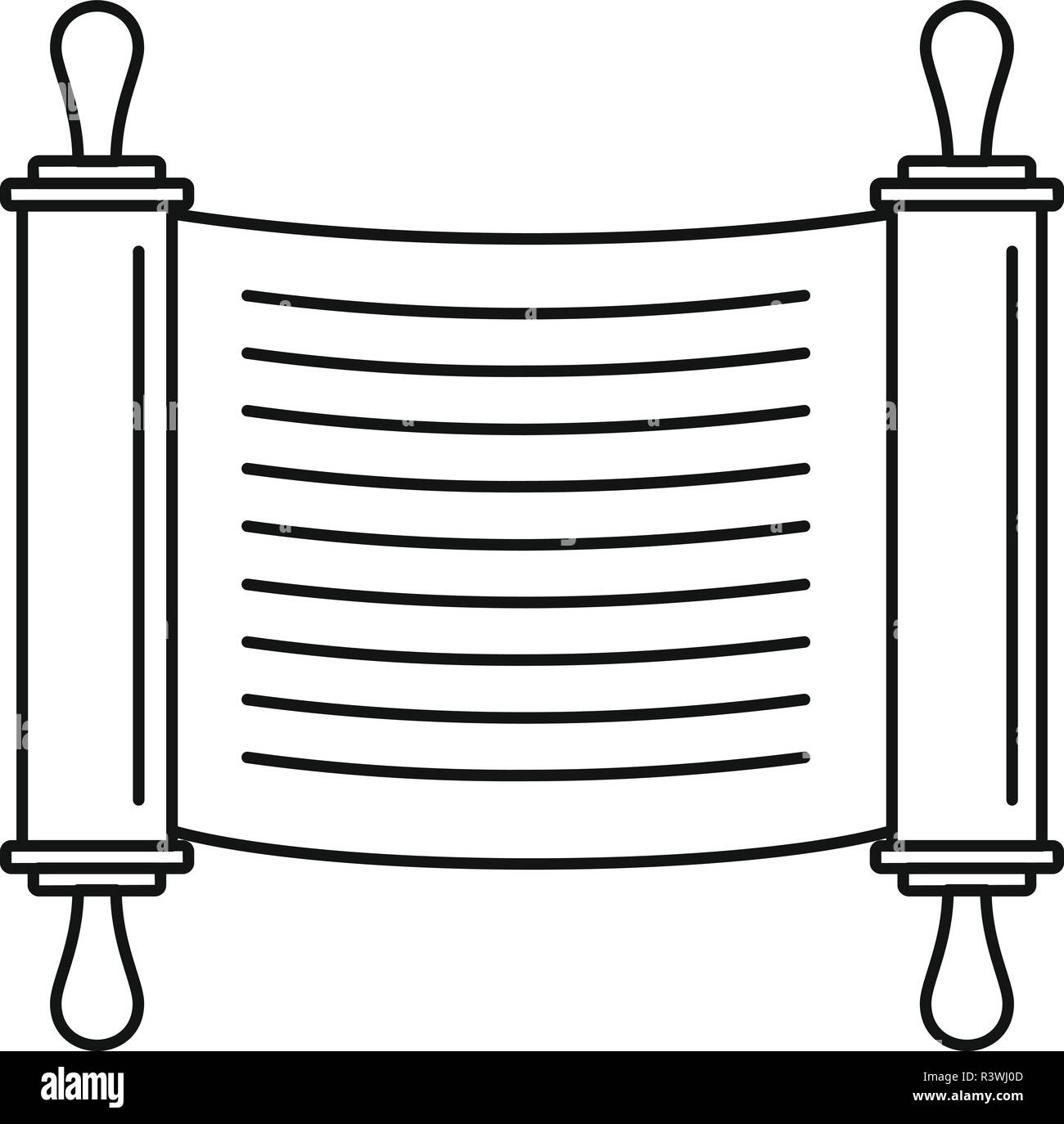 Torah scroll icon. Outline illustration of torah scroll vector icon for ...